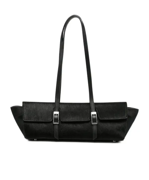 ELLEME PARIS Calf Leather Pony Hair Foldover Top Bag