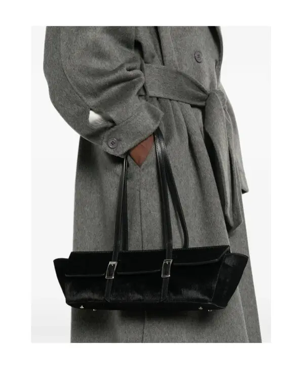 ELLEME PARIS Calf Leather Pony Hair Foldover Top Bag