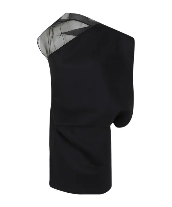 Sportmax Asymmetrical Mesh Panel Dress - Black