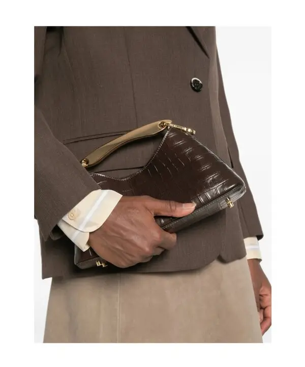 ELLEME PARIS Mini Boomerang Croc-effect Leather Tote Bag