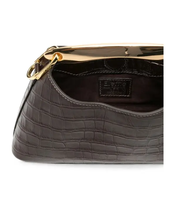 ELLEME PARIS Mini Boomerang Croc-effect Leather Tote Bag