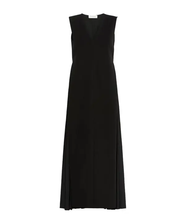 Sportmax Sleeveless Maxi Dress With Pleated Accents - Black