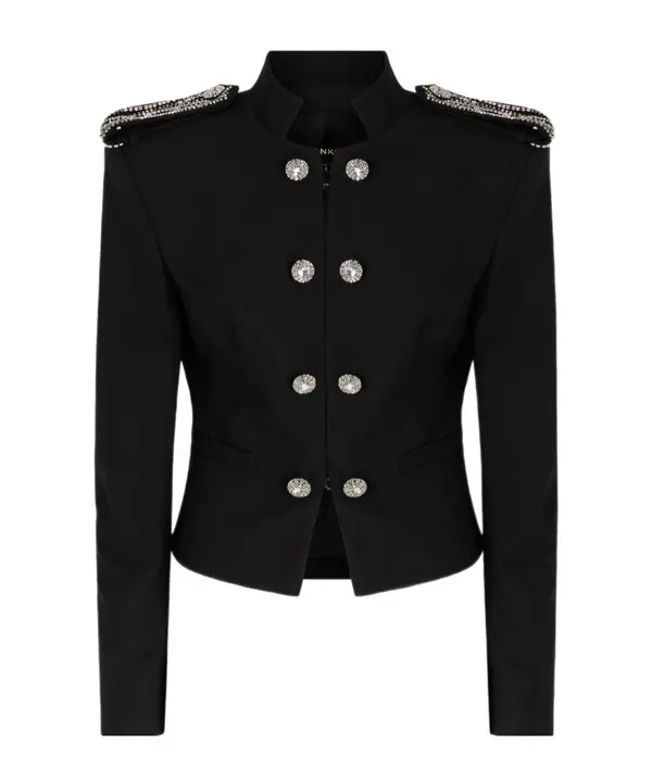 Pinko Crystal-embellished Double-breasted Jacket - Black