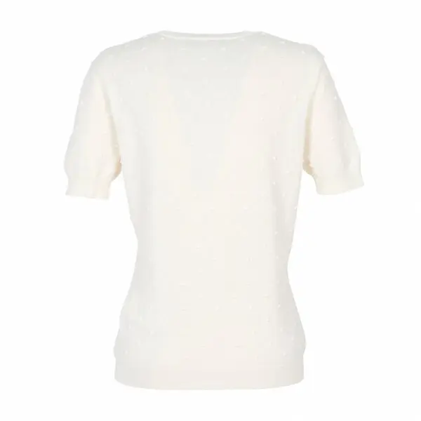 Max Mara Short-sleeved Knit Top With Ribbed Collar - White