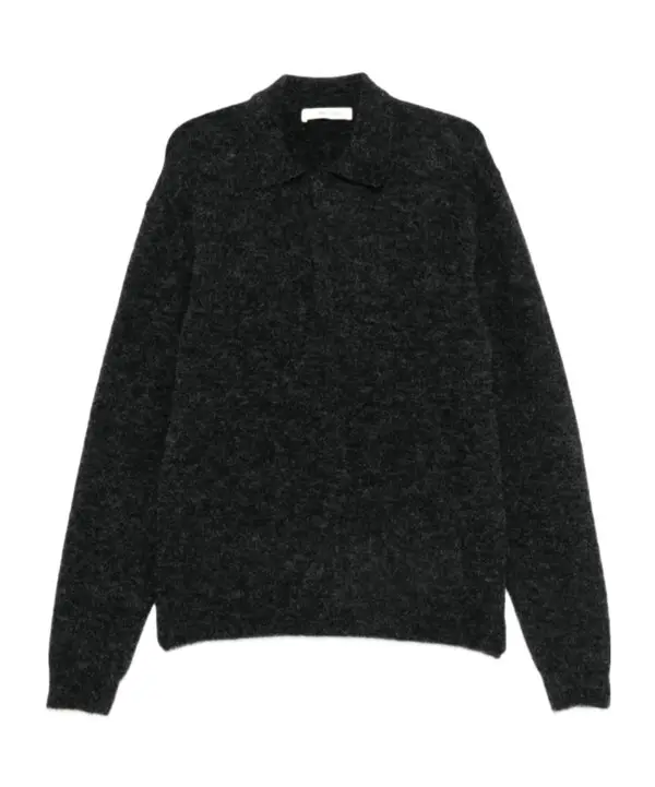 SUNFLOWER Long-sleeved Knitted Polo Shirt - Grey