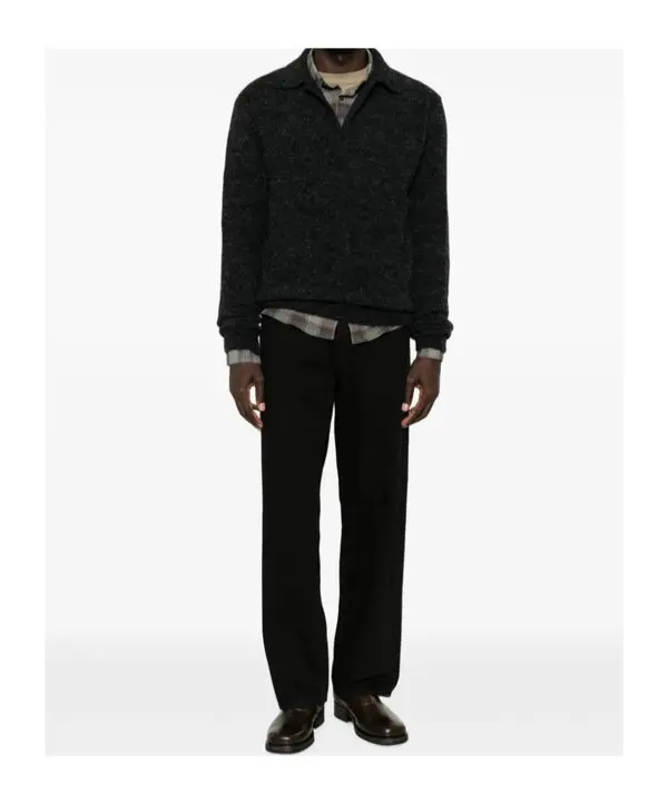 SUNFLOWER Long-sleeved Knitted Polo Shirt - Grey