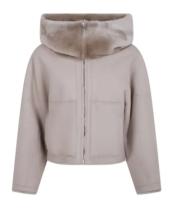 BLANCHA Hooded Zip-up Wool-lined Jacket - Hazelnut