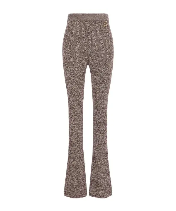 Sportmax Marled Flared Knitted Trousers - Chocolate