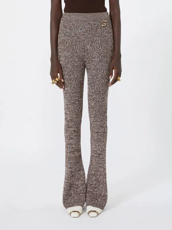 Sportmax Marled Flared Knitted Trousers - Chocolate