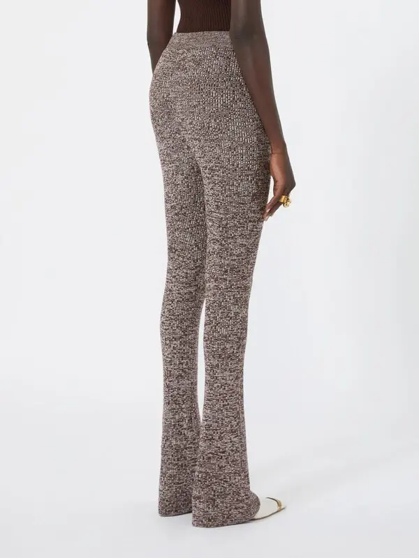 Sportmax Marled Flared Knitted Trousers - Chocolate