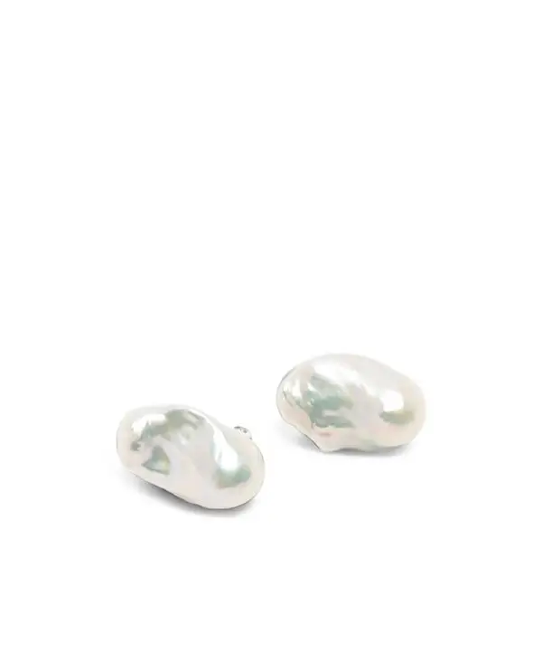 MONIES Marée" Baroque Pearl Clip-on Earrings - White
