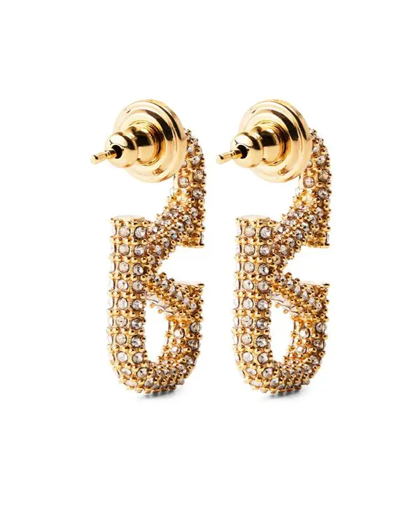 Valentino Garavani Crystalencrusted Logo Drop Earrings