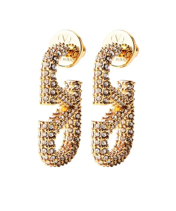 Valentino Garavani Crystal-encrusted Logo Drop Earrings - No