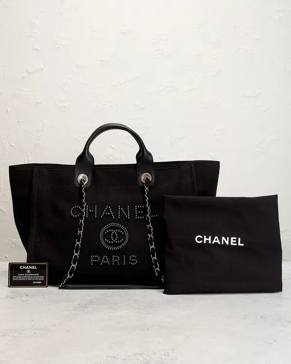 FWRD RENEW Chanel Medium Deauville Tote Bag - Black