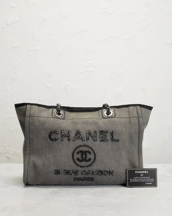 FWRD RENEW Chanel Medium Deauville Tote Bag - Grey