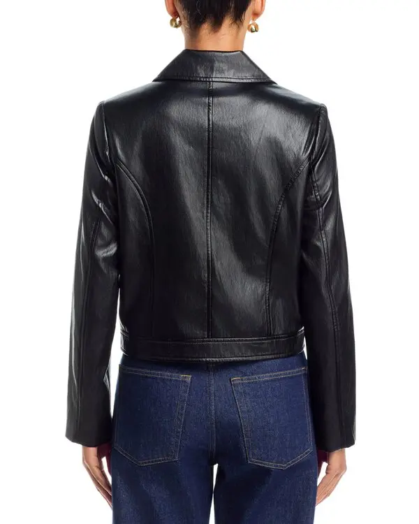T Tahari Faux Leather Snap Front Jacket