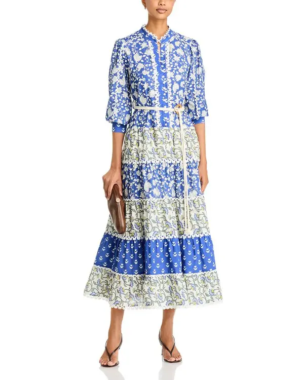 LAYERED WITH LOVE L'oire Cotton Mixed Print Maxi Dress