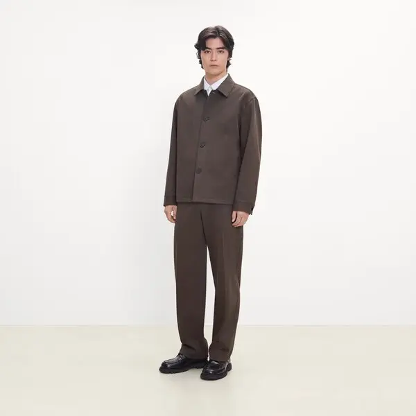 Theory Shirt Jacket In Knit Twill - Classic Brown