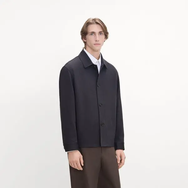 Theory Shirt Jacket In Knit Twill - Phantom Grey