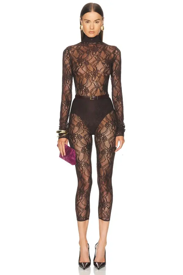 Andamane Ziggy Lace Turtleneck Bodysuit