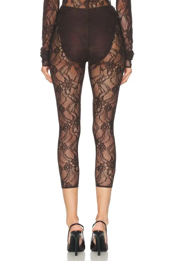 Andamane Loli Lace Capri Legging - Dark Brown