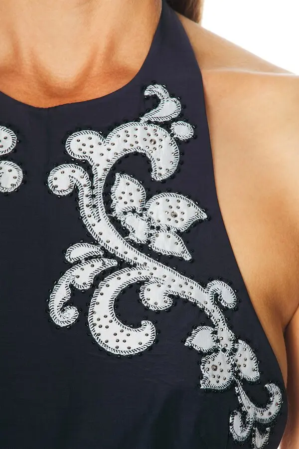 ALEMAIS Dillon Applique Halter Gown - Ink