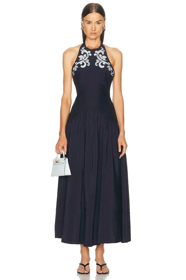 ALEMAIS Dillon Applique Halter Gown