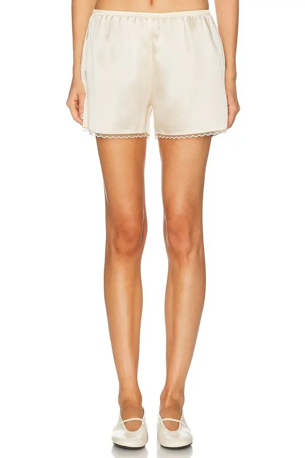 Donni. Silk Lace Trim Tap Shorts - Creme