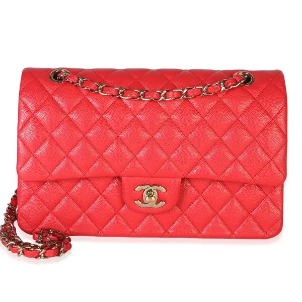Chanel Quilted Caviar Classic Double Flap Bag - Red