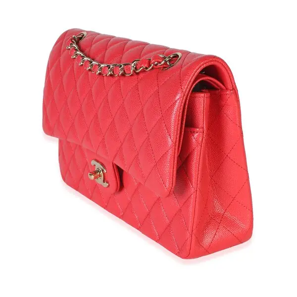 Chanel Quilted Caviar Classic Double Flap Bag - Red