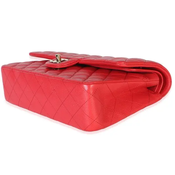 Chanel Quilted Caviar Classic Double Flap Bag - Red
