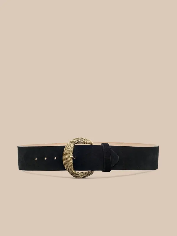 L'Agence Roden Suede Belt - Black Suede