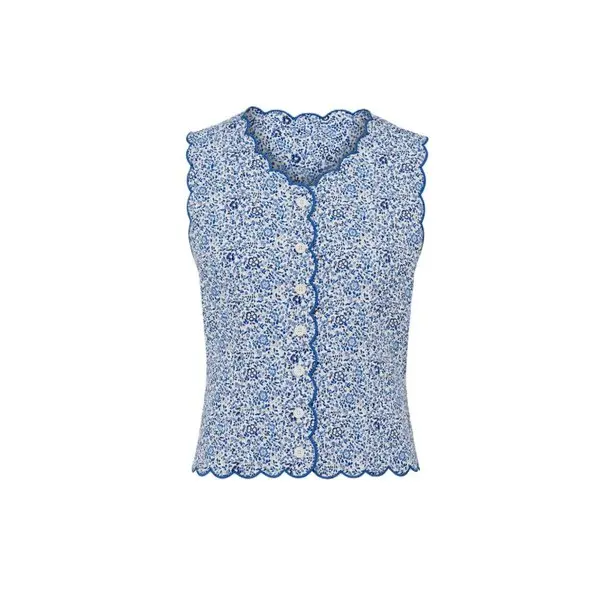 MONTCE Petite Fleur Scalloped Vest - Blue