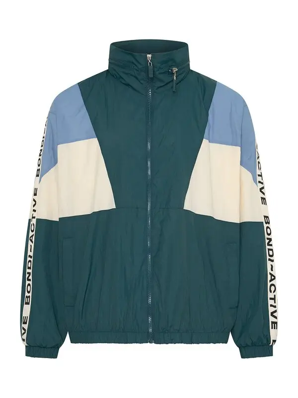 BONDI ACTIVE Teal Multi Color Block Windbreaker Hoodie