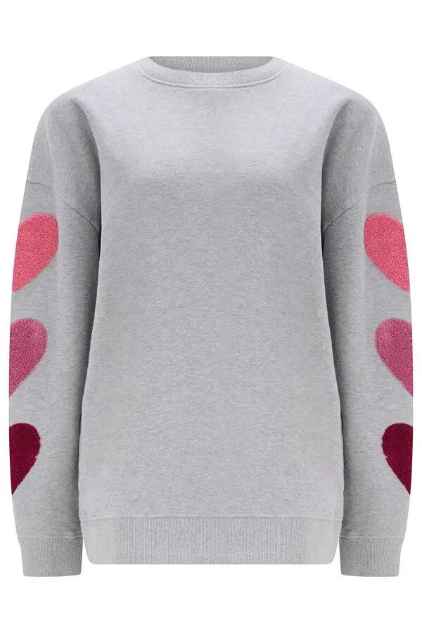 SUGARHILL BRIGHTON Eadie Relaxed Sweatshirt With Appliquéd Hearts