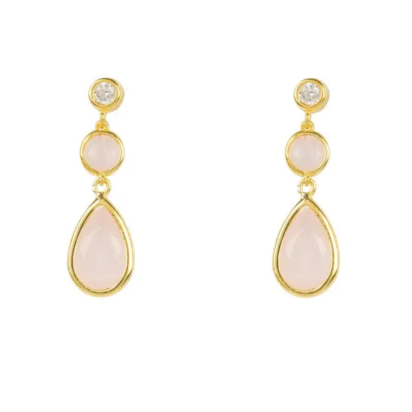 LATELITA Neutrals Tuscany Gemstone Drop Earring Rose Quartz