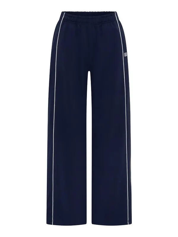 BONDI ACTIVE Navy Wide Leg Pants With Contrast Piping