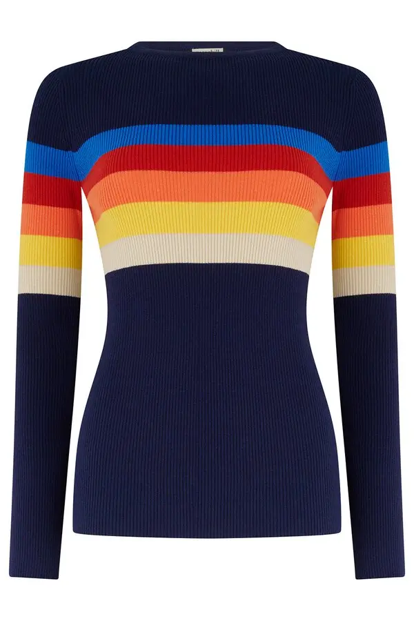 SUGARHILL BRIGHTON Cayla Jumper Navy Ombre Stripe - Blue