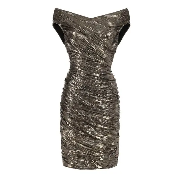 LUNA FASHION HOUSE Metallic Ruched Sheath Dress - Gold