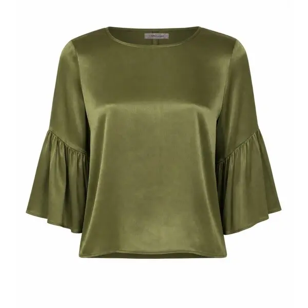 TRAFFIC PEOPLE Olive Trumpet Sleeve Top - Green