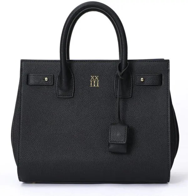 XXIII Leather Tote With Gold Hardware And Detachable Pouch - Black