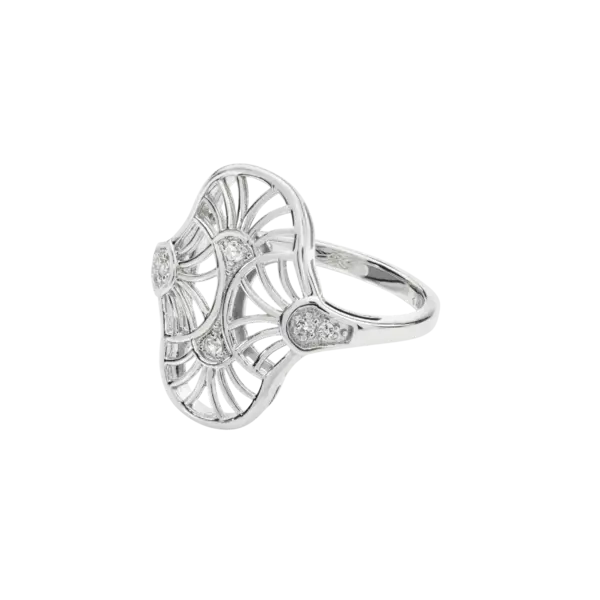 LUCY QUARTERMAINE Art Deco Oval Ring In Sterling - Silver