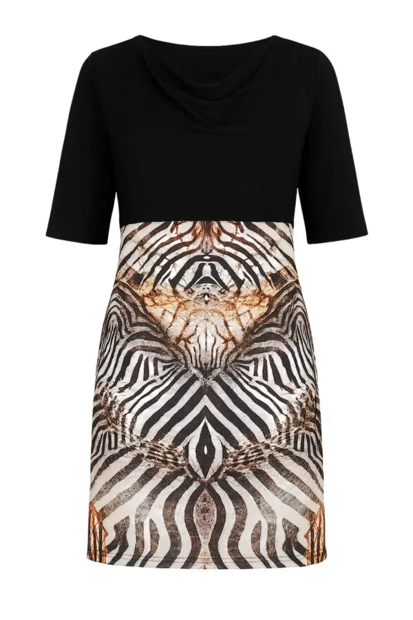 CONQUISTA Zebra Print Contrast Dress