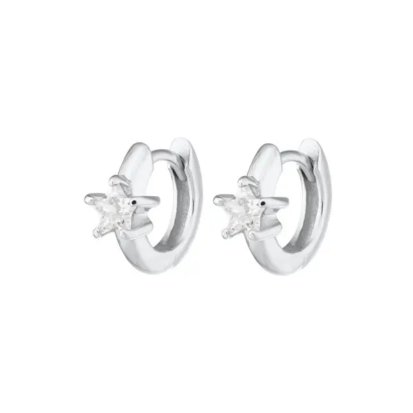 SCREAM PRETTY Sparkling Single Star Huggie Earrings - Silver