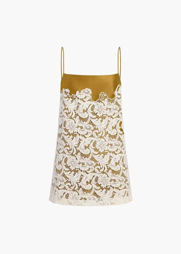 Khaite Neema Lace Panel Top - Bronze