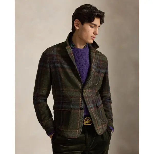 Ralph Lauren Tailored Fit Plaid Tweed Sport Coat