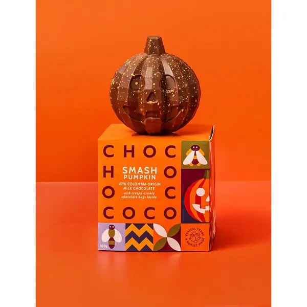 CHOCOCO Milk Chocolate Pumpkin With Chocolate Spiders Inside 100g