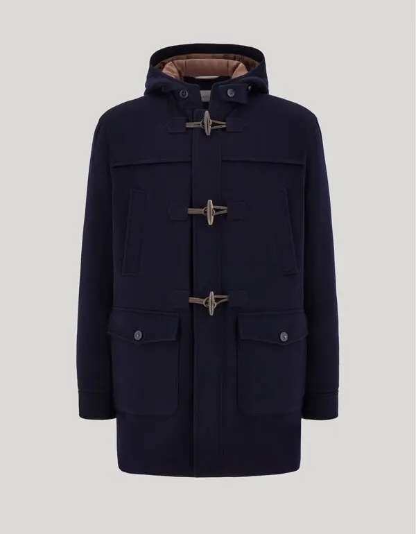 Canali Navy Wool And Cashmere Duffle Coat - Blue
