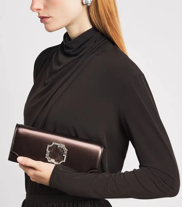 MALONE SOULIERS Satin Vivien Clutch Bag With Crystal Embellishment