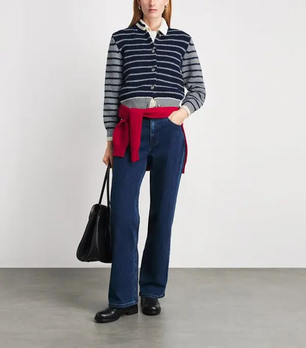BARRIE Wool-cashmere Stripe Cardigan